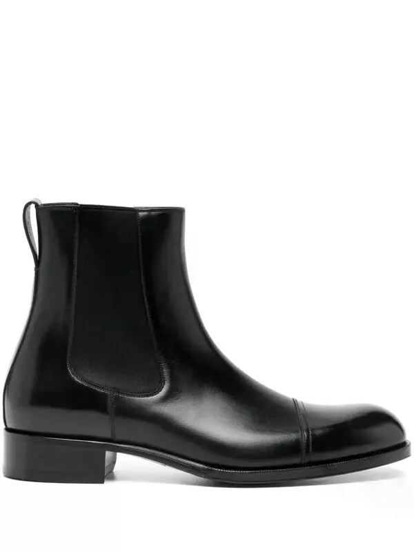 TOM FORD Leather Ankle Boots - Black
