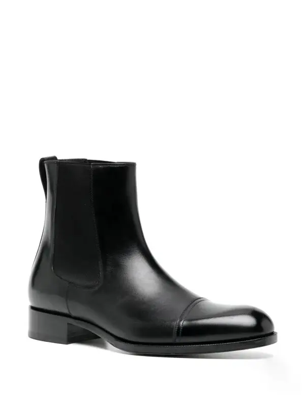 TOM FORD Leather Ankle Boots - Black