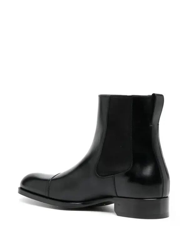 TOM FORD Leather Ankle Boots - Black