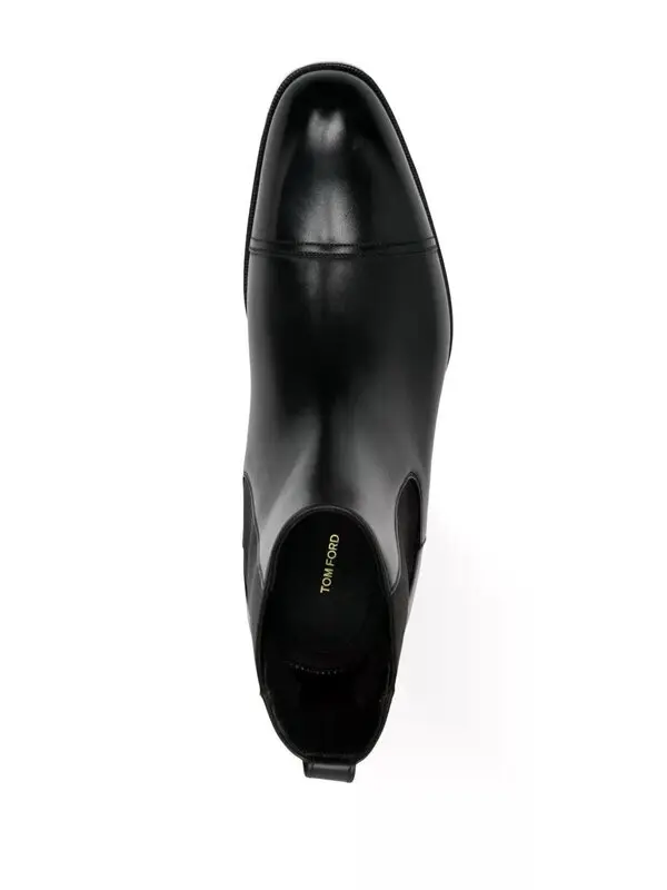 TOM FORD Leather Ankle Boots - Black