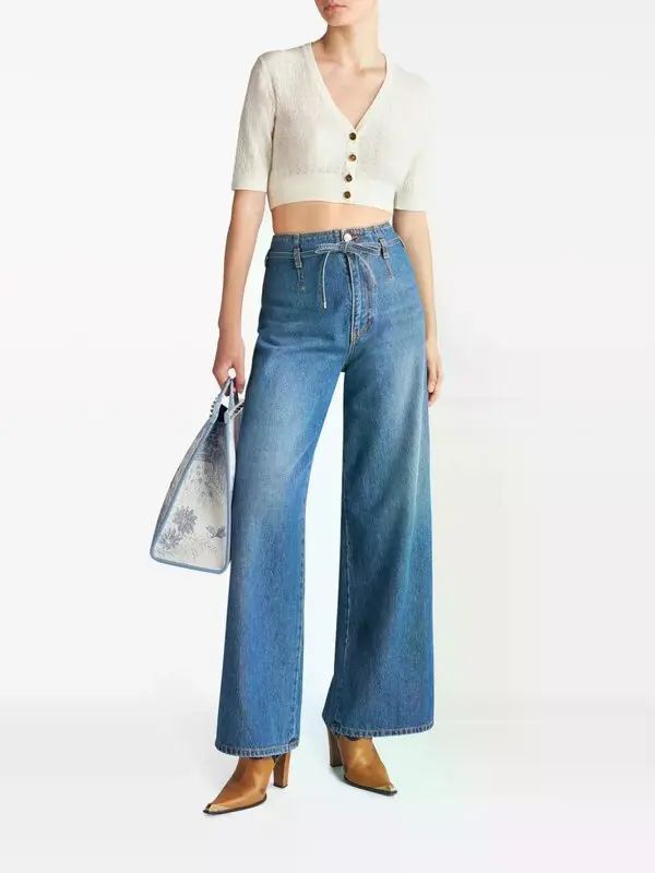 Etro Floral-embroidered Belted Wide Leg Jeans