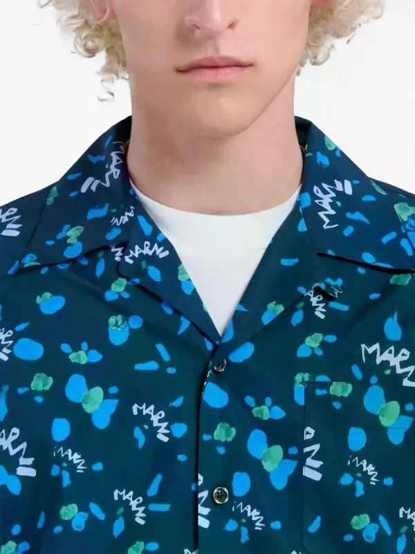 Marni Graphic-print Cotton Shirt - Blue