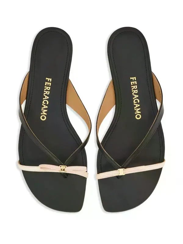 FERRAGAMO Bow-detail Flip Flops - Black