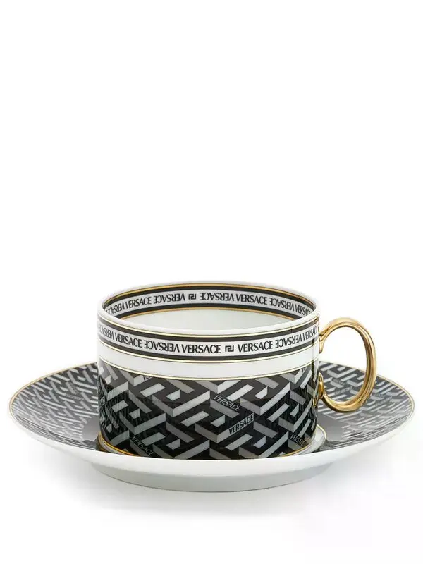 Versace X Rosenthal La Greca Signature Tea Cup And Saucer - Black
