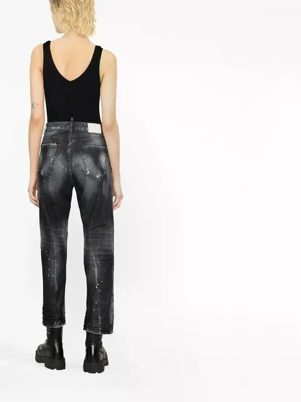 Dsquared2 High-rise Distressed Wide-leg Jeans