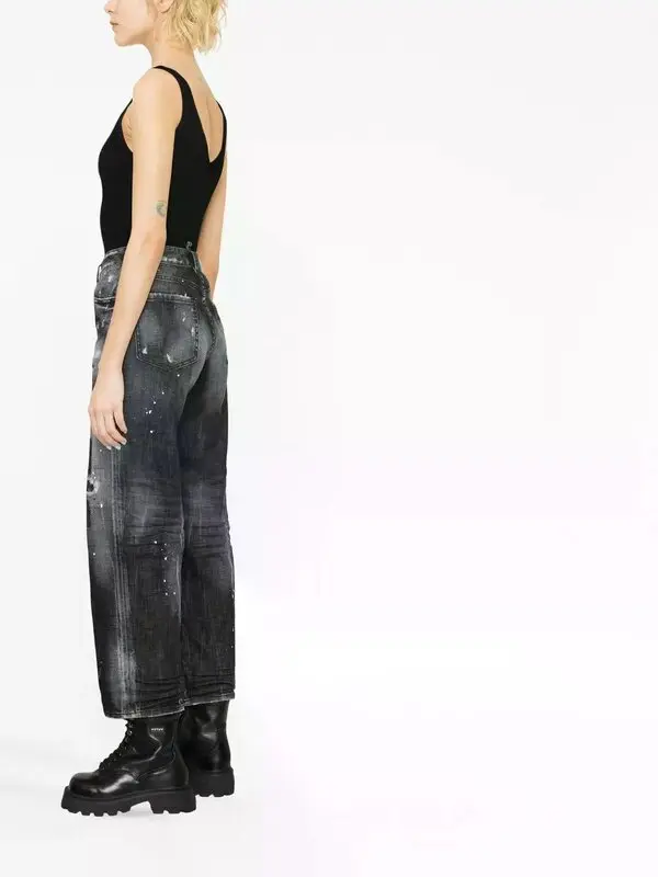 Dsquared2 High-rise Distressed Wide-leg Jeans
