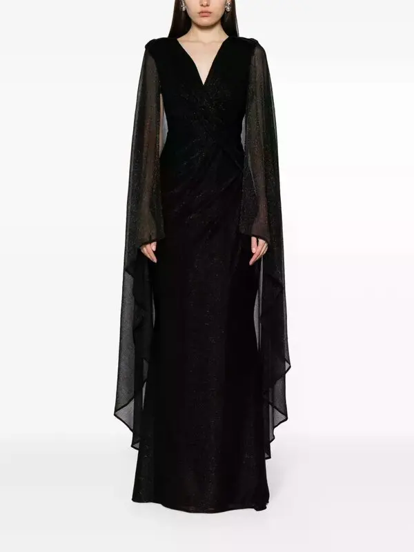 Talbot Runhof Metallic V-neck Gown
