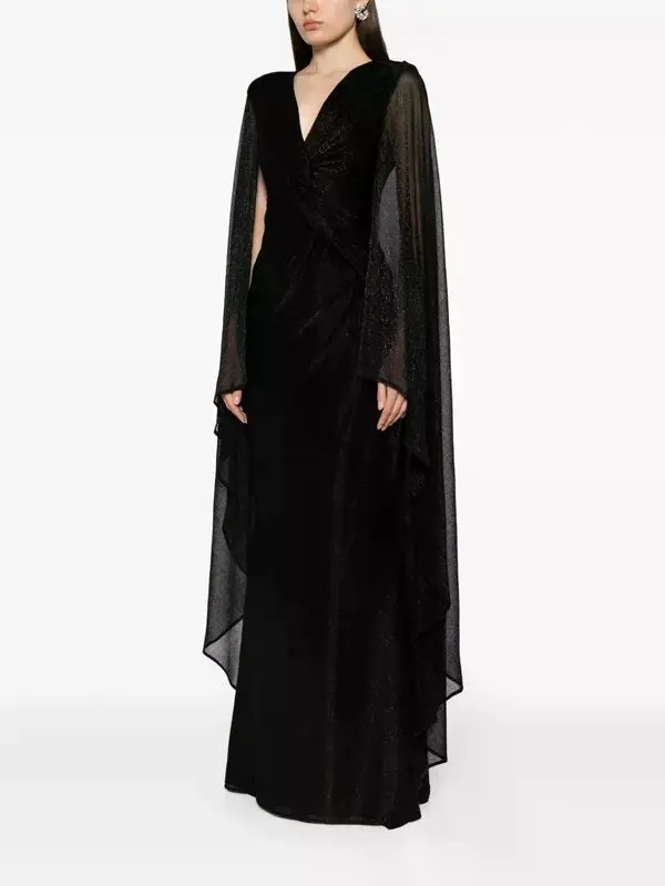 Talbot Runhof Metallic V-neck Gown