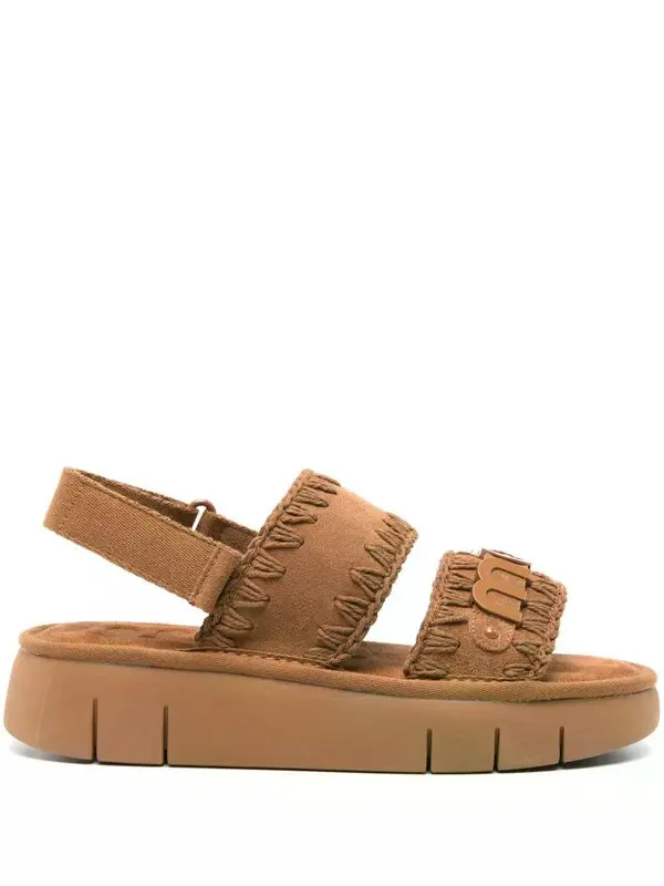 Mou Suede Flatform Sandals - Brown