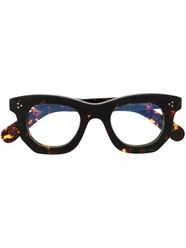 LESCA Tortoiseshell Square-frame Glasses