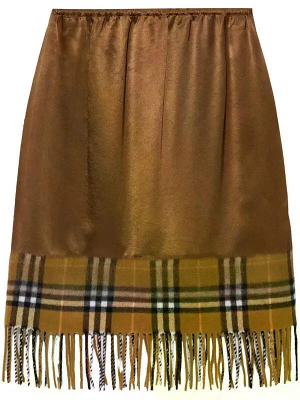 Burberry Satin Check Scarf Skirt - Brown