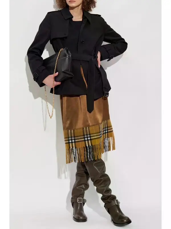 Burberry Satin Check Scarf Skirt