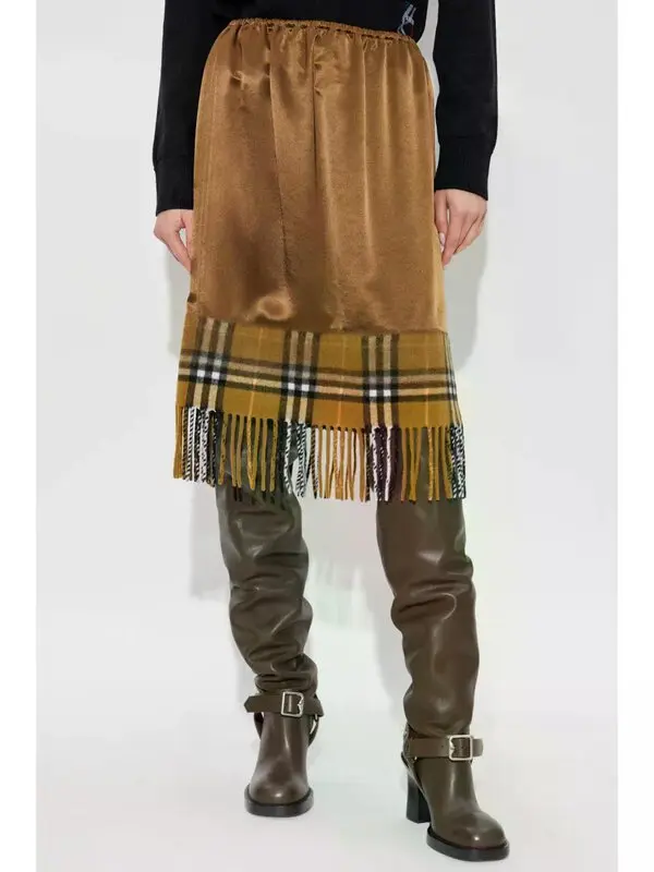 Burberry Satin Check Scarf Skirt