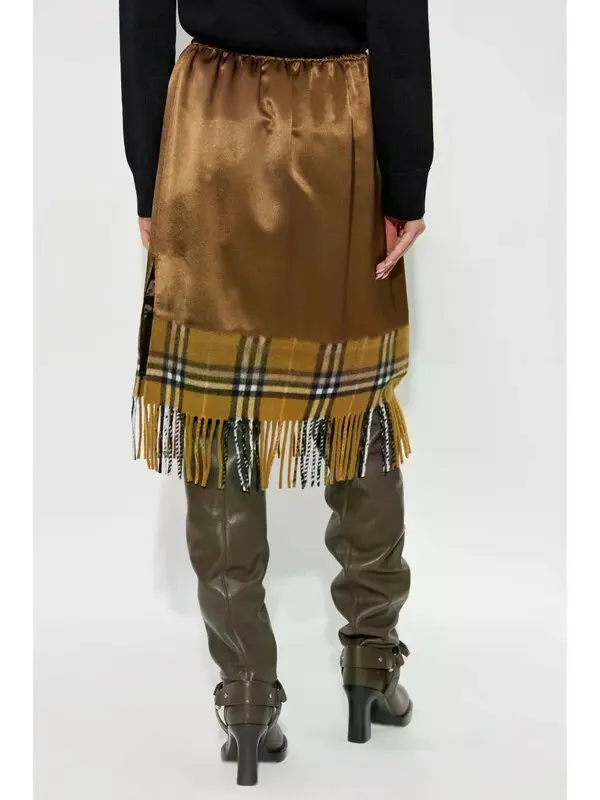 Burberry Satin Check Scarf Skirt