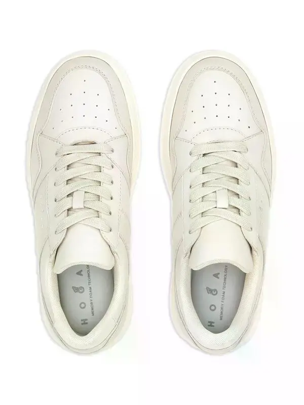 Hogan H670 Flatform Leather Sneakers - Neutrals