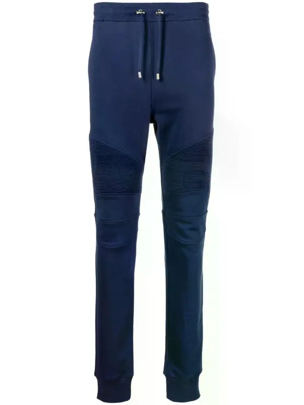 Balmain Logo-print Ribbed Track Pants - Blue