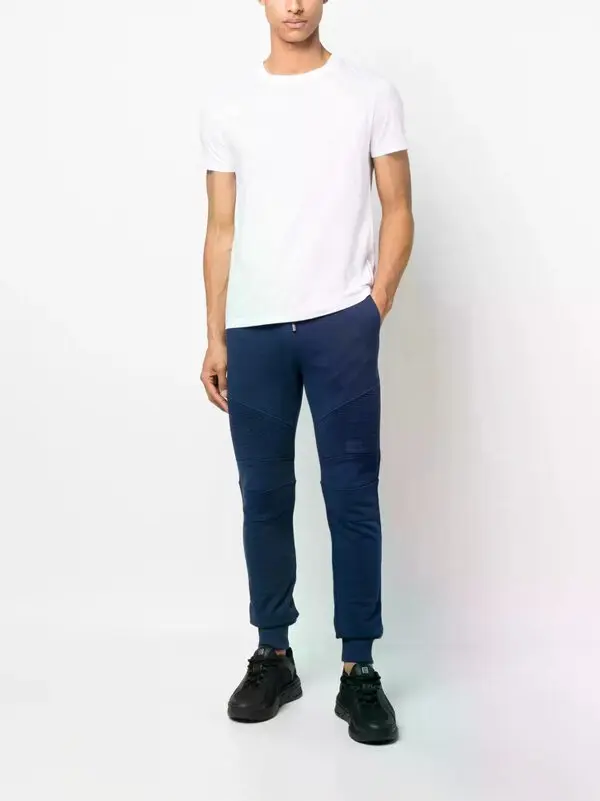 Balmain Logo-print Ribbed Track Pants - Blue