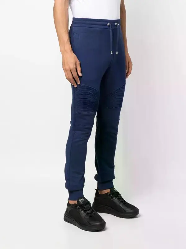 Balmain Logo-print Ribbed Track Pants - Blue