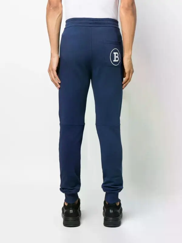 Balmain Logo-print Ribbed Track Pants - Blue