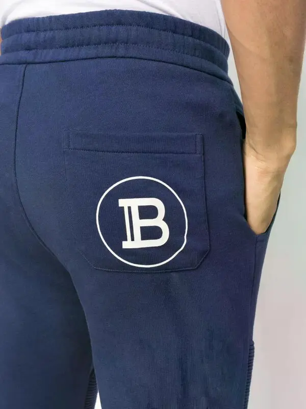Balmain Logo-print Ribbed Track Pants - Blue