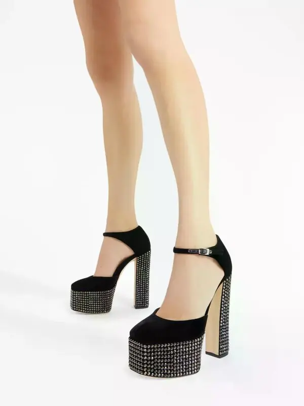 GIUSEPPE ZANOTTI Embellished Platform Block Heel Pumps
