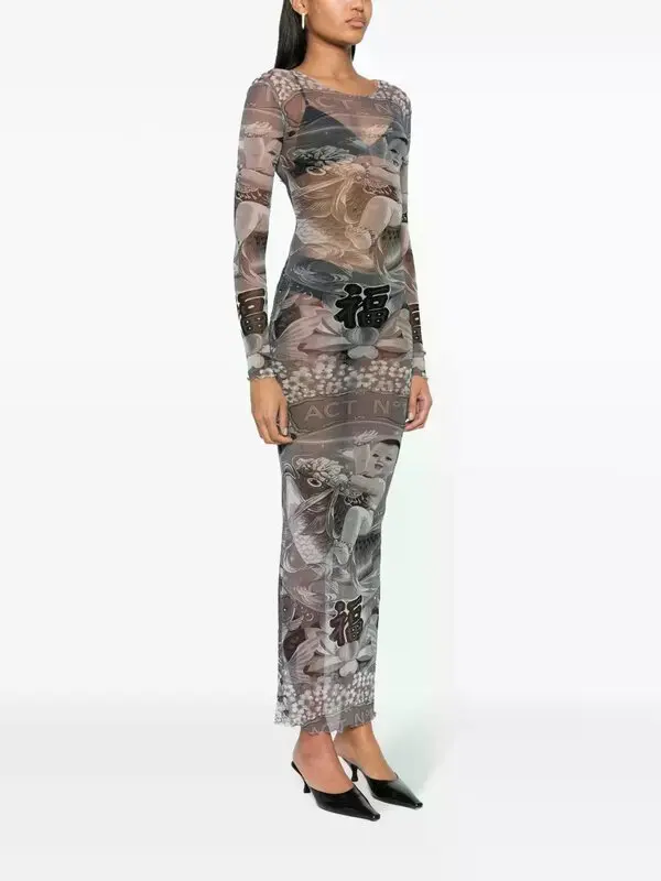 ACT Nº1 Graphic-print Semi-sheer Dress