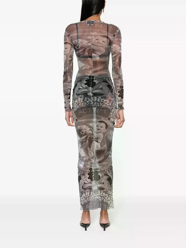 ACT Nº1 Graphic-print Semi-sheer Dress