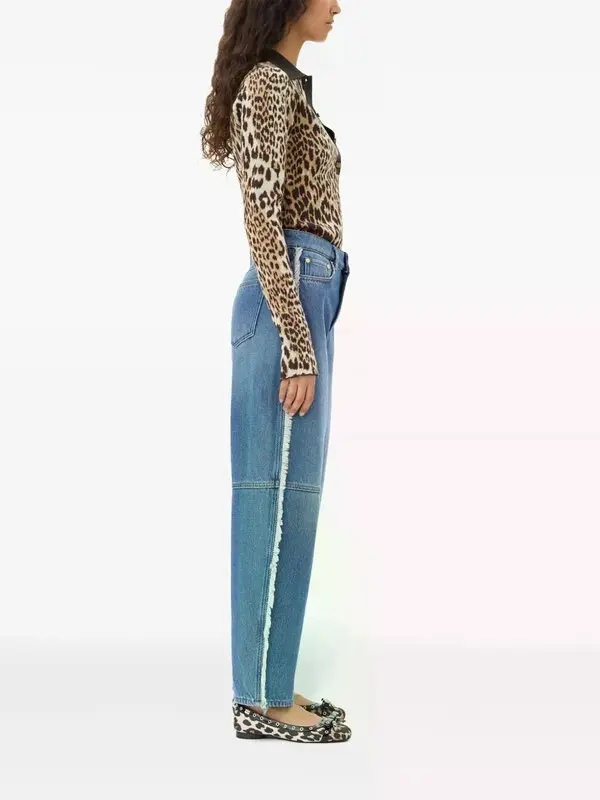 GANNI Leopard Print Long Sleeve Top - Brown