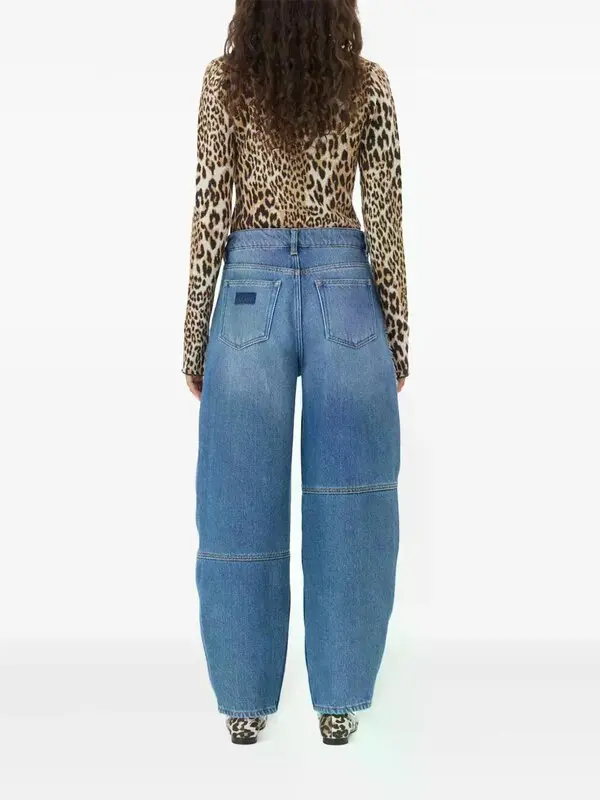 GANNI Leopard Print Long Sleeve Top - Brown