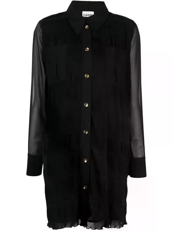 GANNI Georgette Straight-point Collar Dress