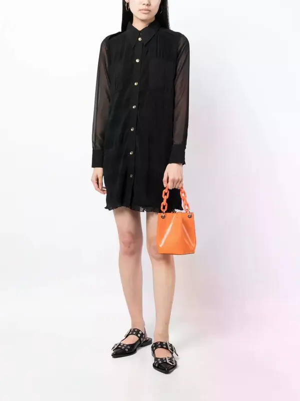 GANNI Georgette Straight-point Collar Dress