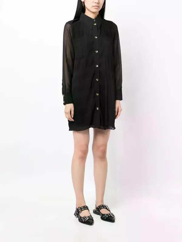 GANNI Georgette Straight-point Collar Dress