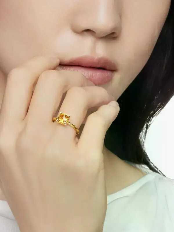 David Yurman 18kt Yellow Chatelaine Citrine And Diamond Ring