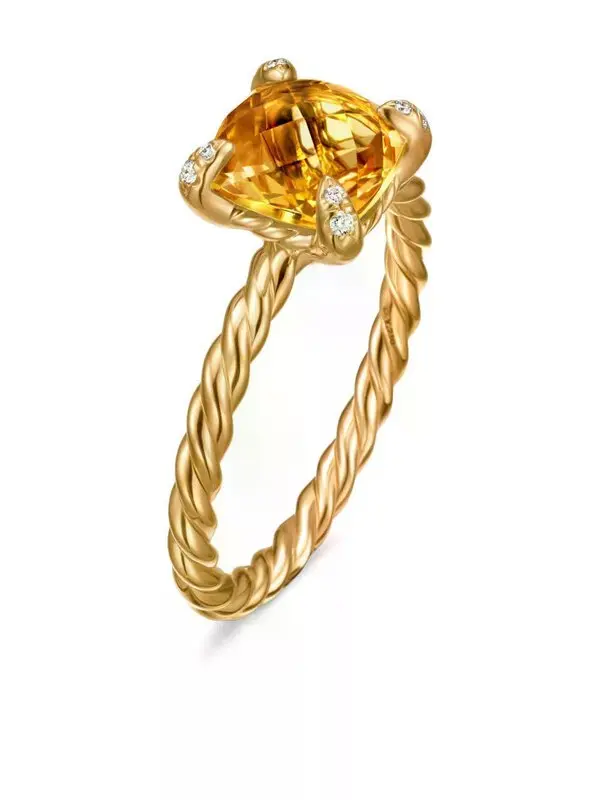 David Yurman 18kt Yellow Chatelaine Citrine And Diamond Ring