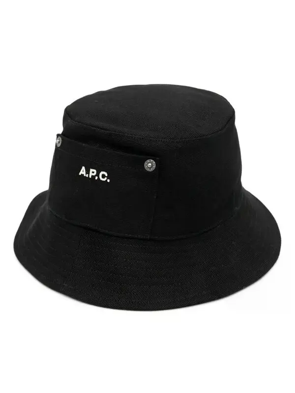 A.p.c. Logo-embroidered Cotton Bucket Hat - Black