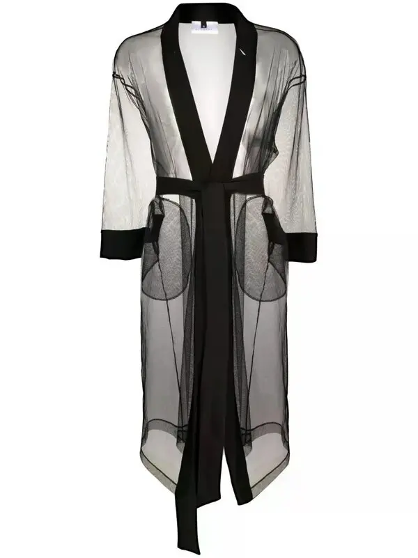 Alchemy Fashions Belted Sheer Mesh Jacket - Black