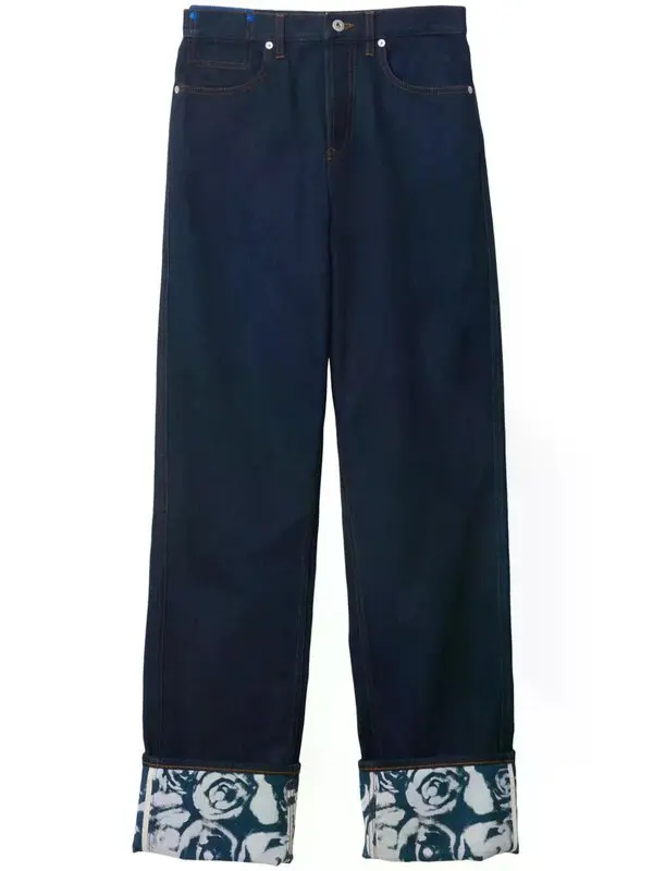 Burberry Logo-patch Straight-leg Jeans - Blue