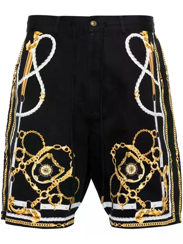 Camilla Coast-to-coast Print Twill Shorts - Black