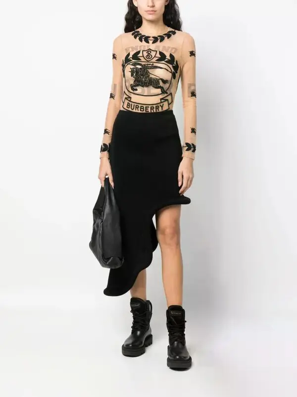 Burberry Embroidered Stretch Tulle Bodysuit