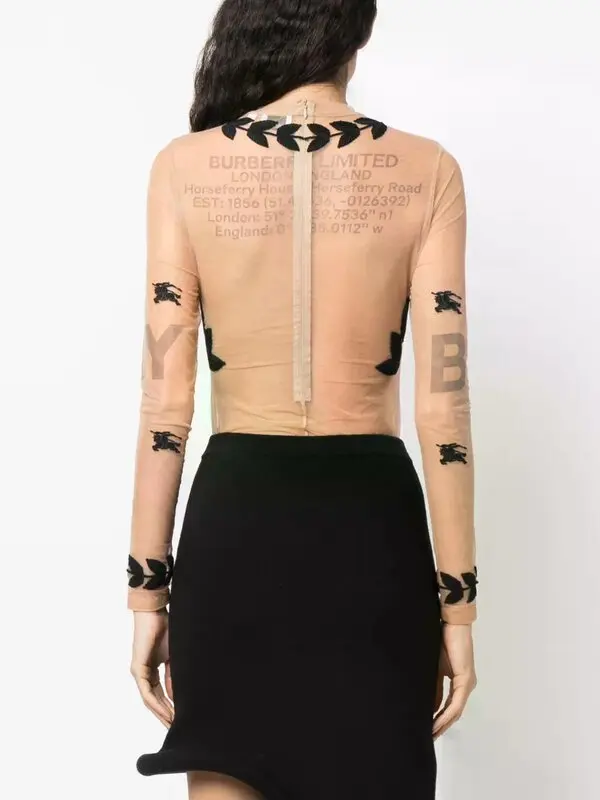 Burberry Embroidered Stretch Tulle Bodysuit