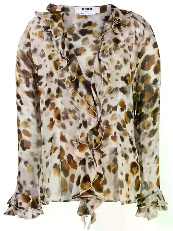 MSGM Abstract-print Chiffon Blouse