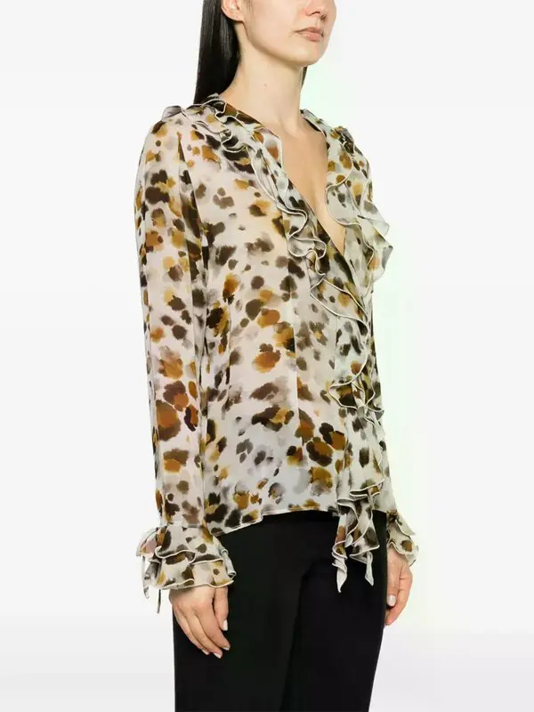 MSGM Abstract-print Chiffon Blouse