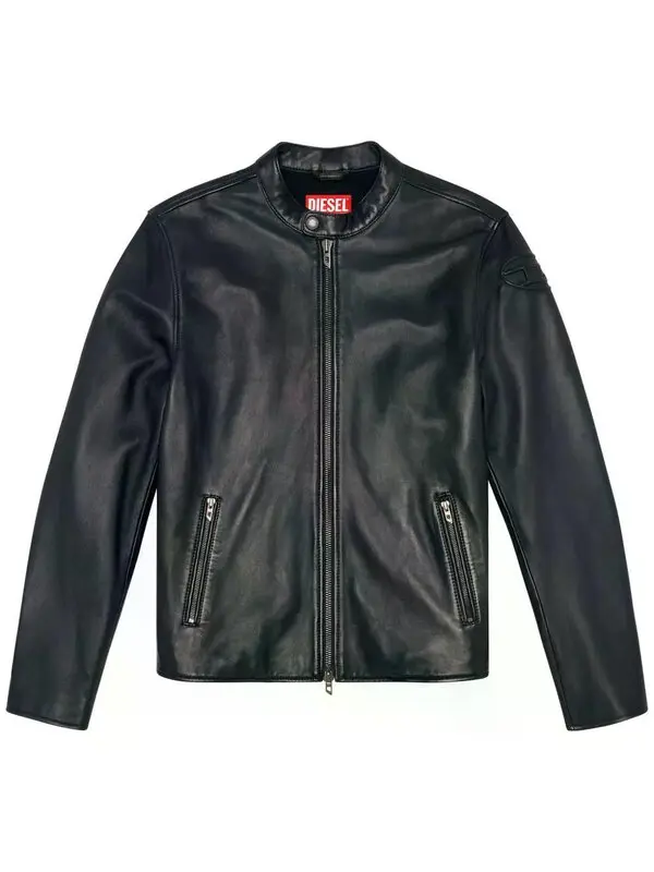 DIESEL® Leather Logo Patch Jacket