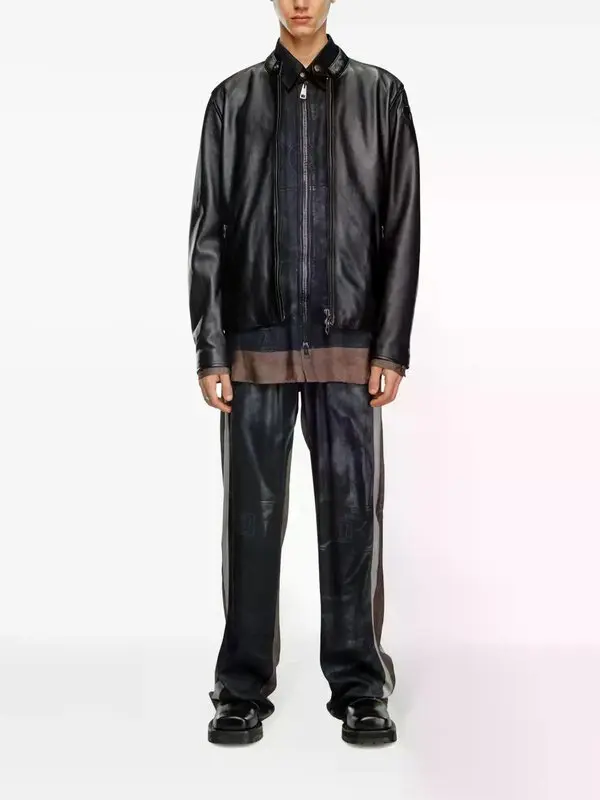 DIESEL® Leather Logo Patch Jacket