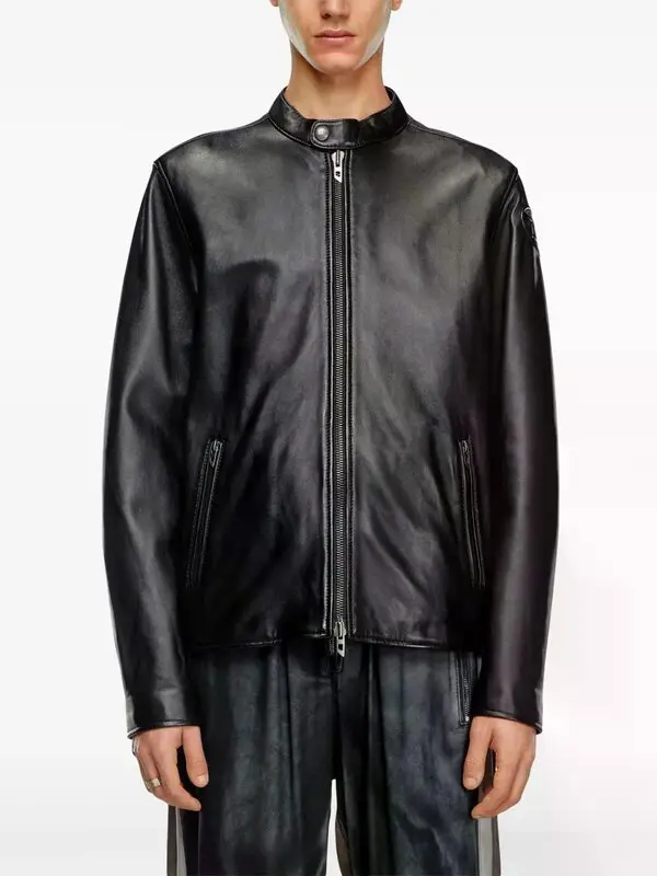 DIESEL® Leather Logo Patch Jacket