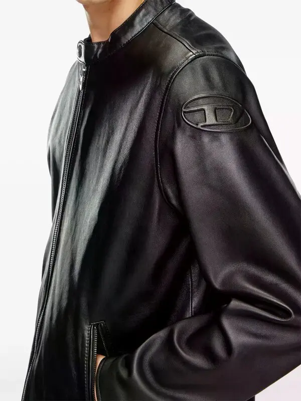 DIESEL® Leather Logo Patch Jacket
