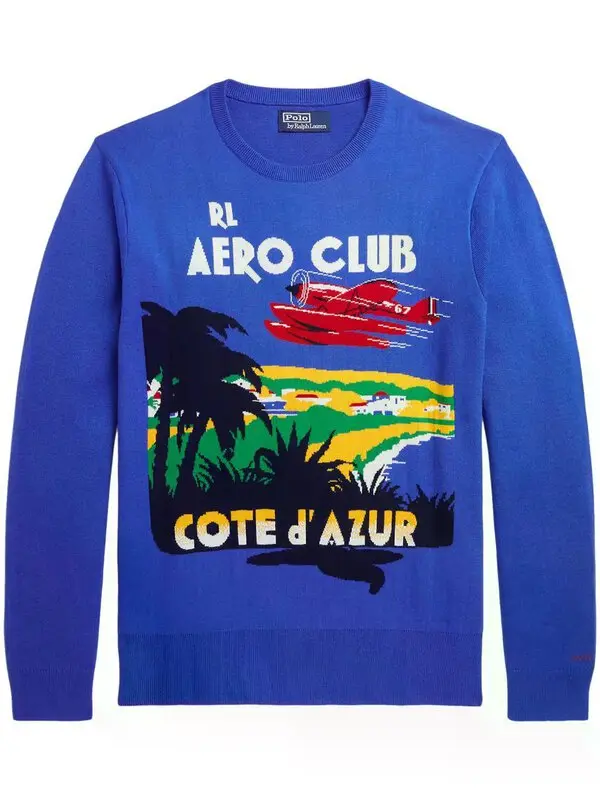 Polo Ralph Lauren Intarsia-knit Cotton Jumper - Blue