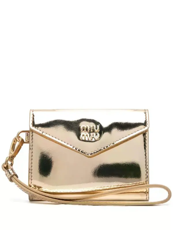 Miu Miu Logo-embossed Patent Leather Wristlet