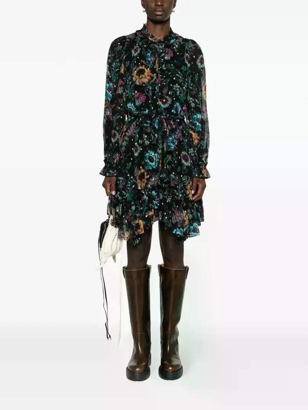 Ulla Johnson Floral-print Silk-blend Dress With Lurex Detailing
