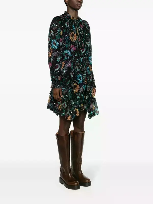 Ulla Johnson Floral-print Silk-blend Dress With Lurex Detailing